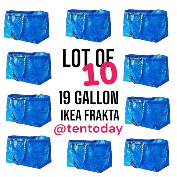 IKEA | Bags | New Lot Of Ten Frakta Large 19 Gallon Blue Ikea Tote ...